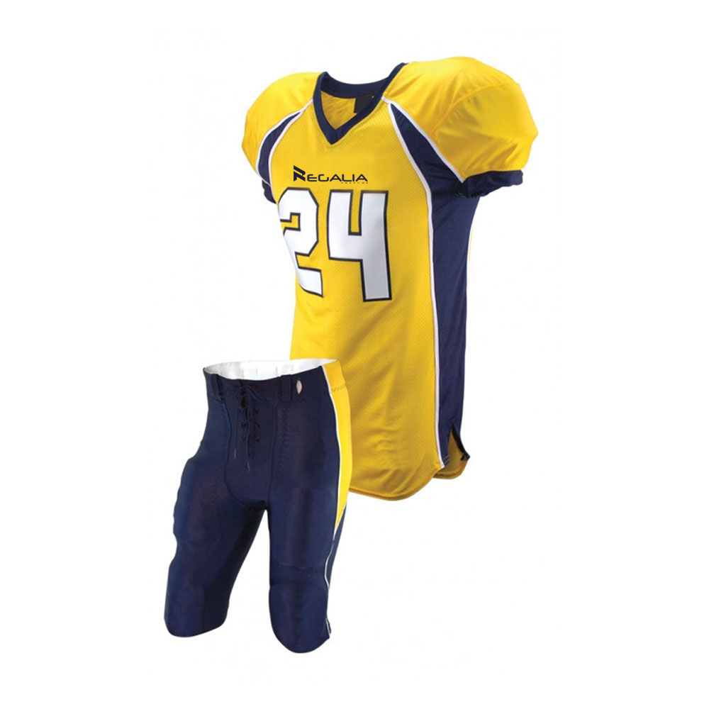 Premium cut and sew football uniforms with panel and piping inserts.