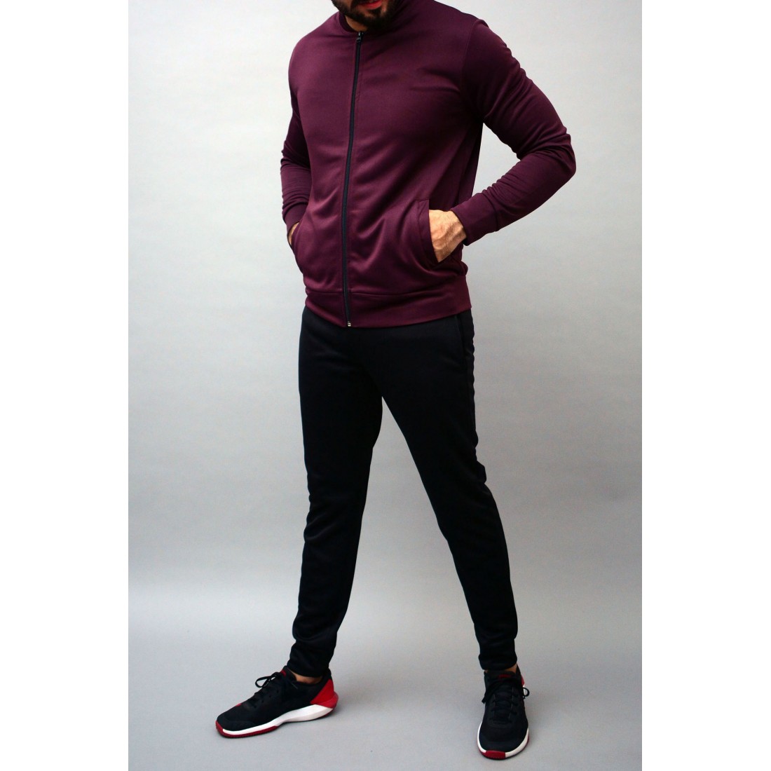 high quality luxury high neck premium fitted black and maroon ...